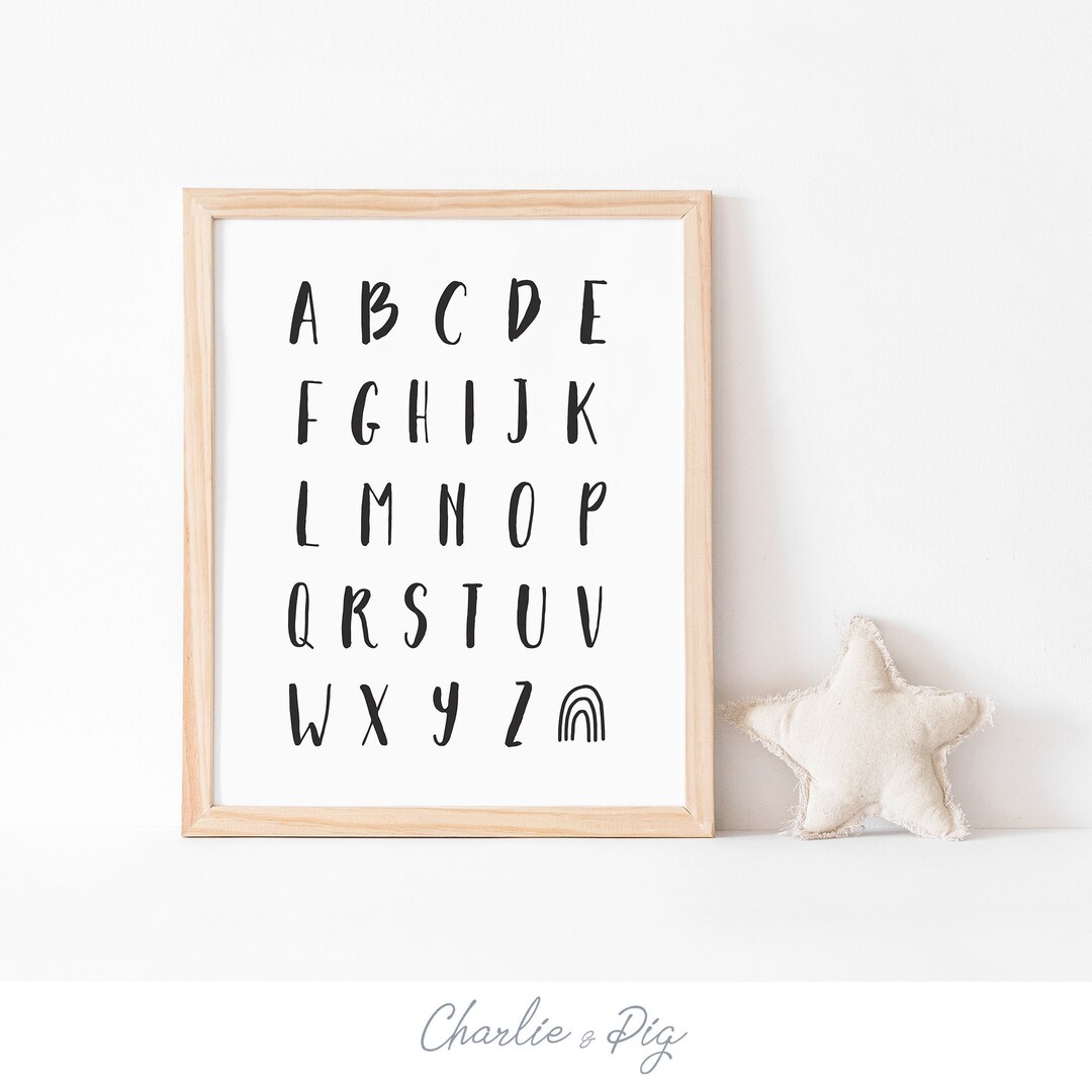 Boho Nursery Printable - Instant Download, Alphabet Print, Minimalist ...