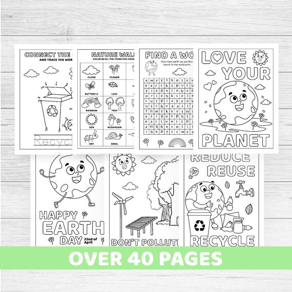 Earth Day Coloring and Activity Pages Printable Instant - Etsy