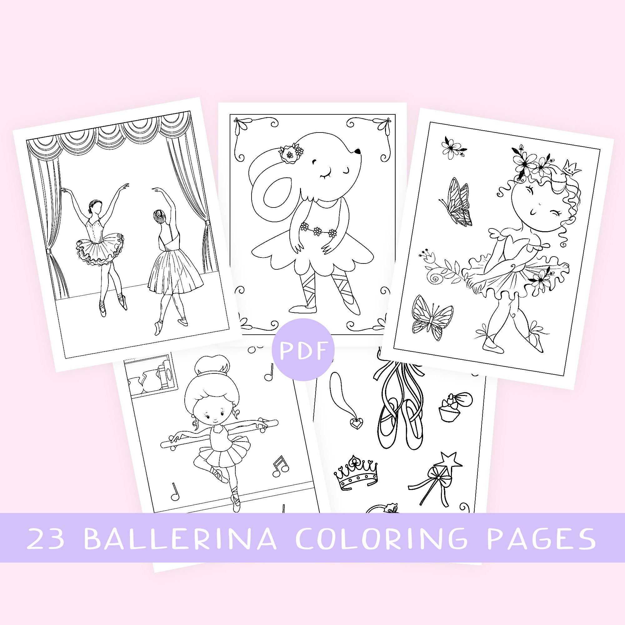 Ballerina Coloring Pages Ballet Coloring Book Girls Birthday | Etsy