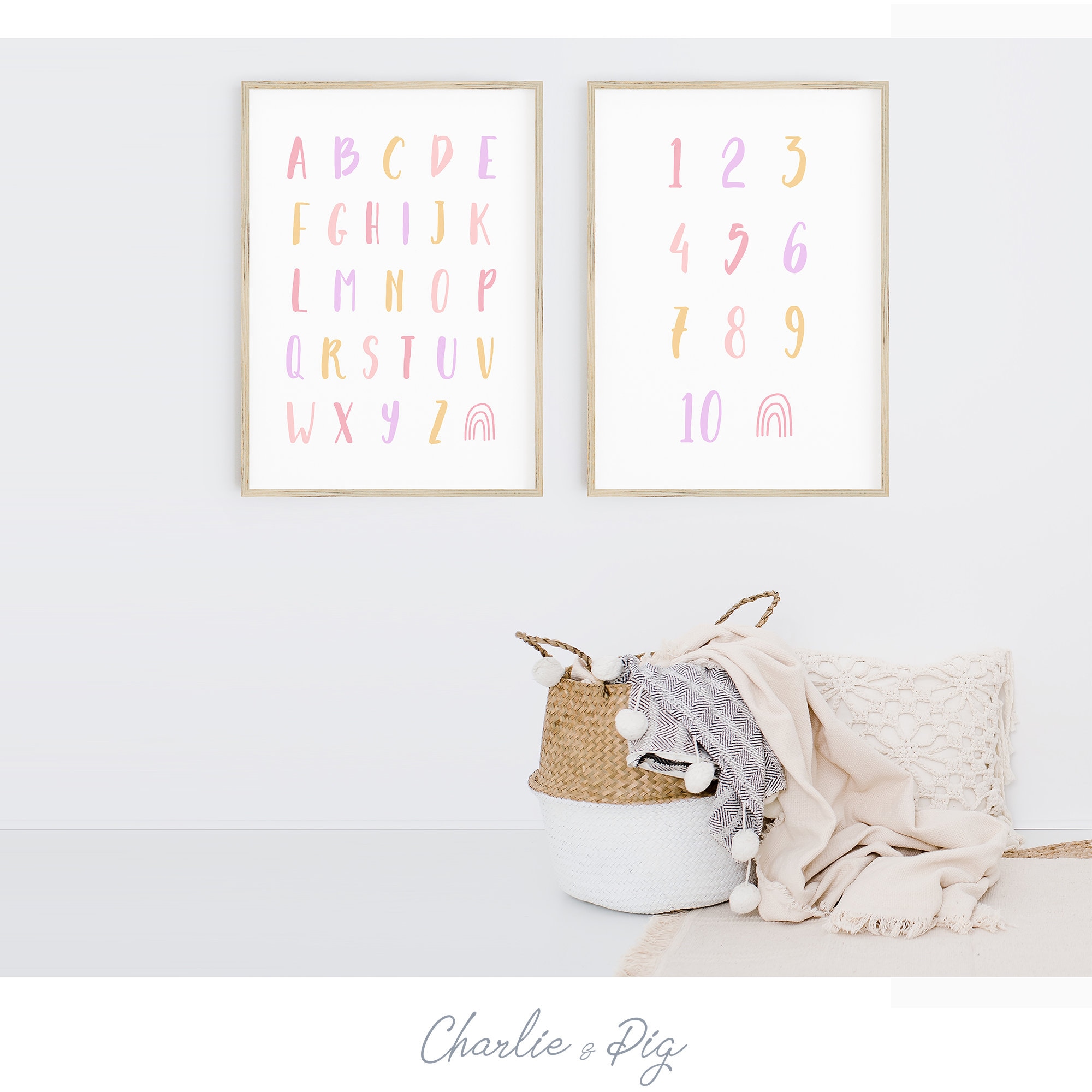 Boho Alphabet Print Set set of 2 instant download alphabet | Etsy