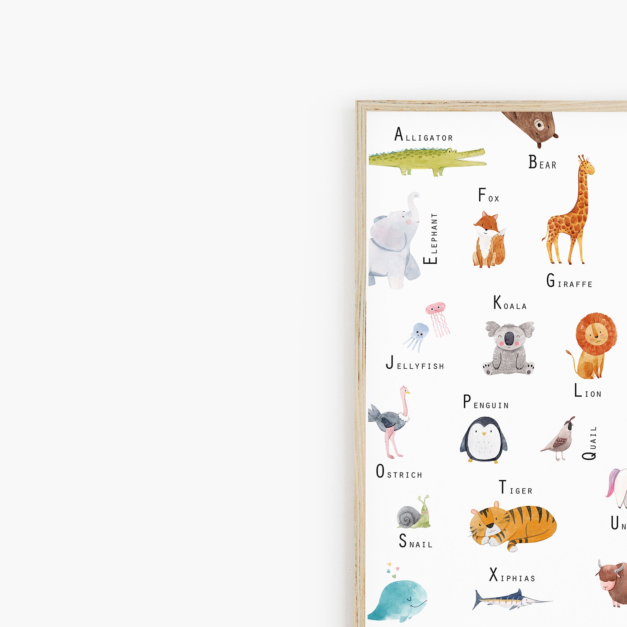 Watercolor Animal Alphabet and Numbers Print Set – Nursery Decor ...
