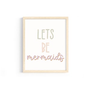 Lets Be Mermaids, Set of Two Prints, Girl Gallery Wall Art, Under the ...
