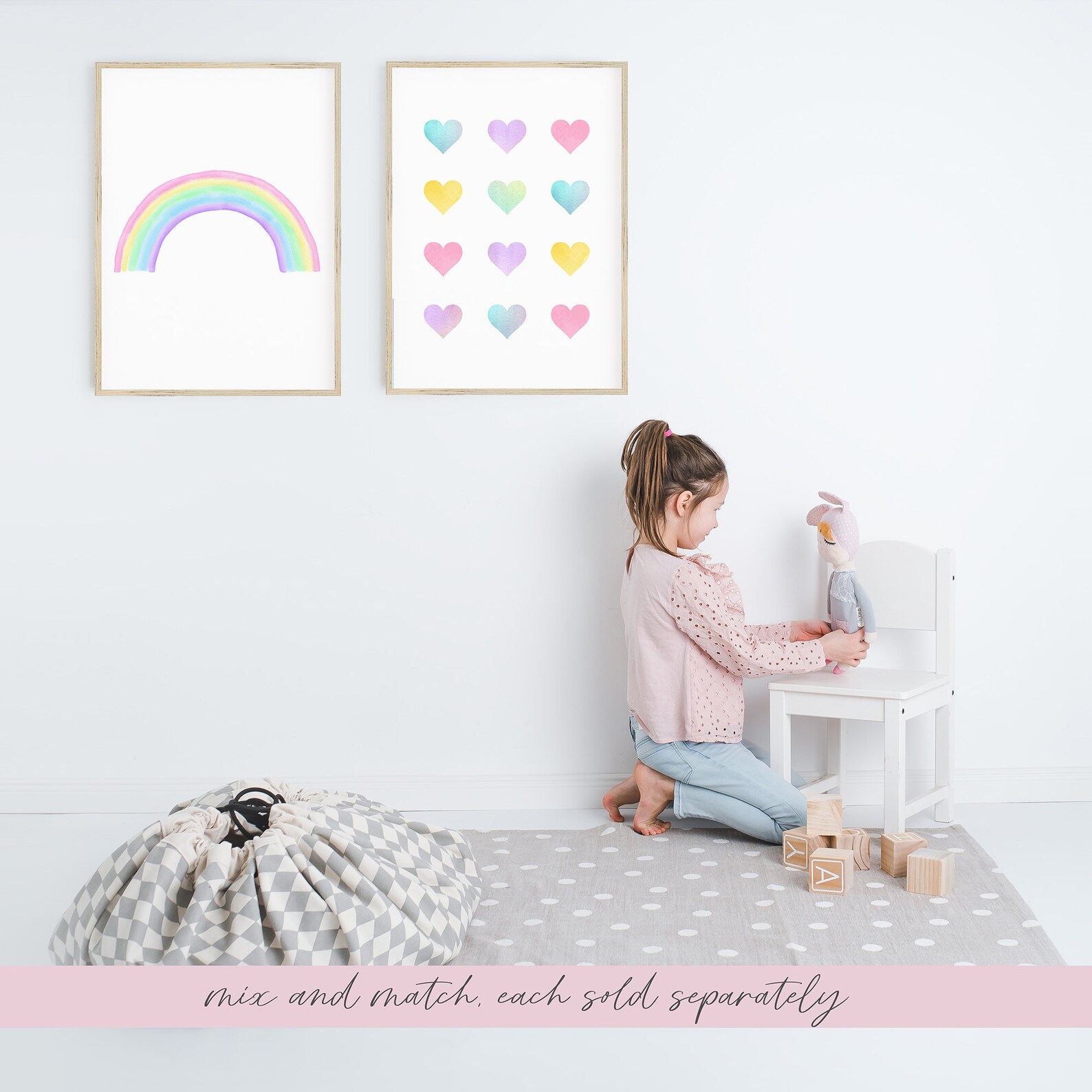 Pastel Rainbow Print - Instant Download, Girls Room Printable, Rainbow ...