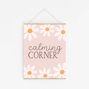 Calming Corner Set of 4 Posters for Girls, Montessori Playroom, Boho ...