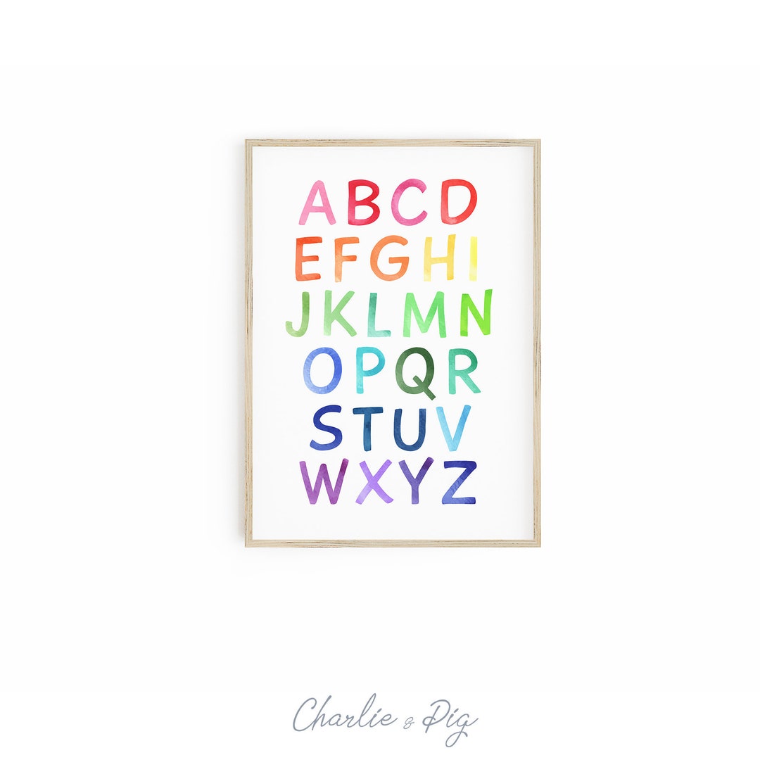 Rainbow Alphabet Wall Art - Instant Download, Alphabet Poster ...