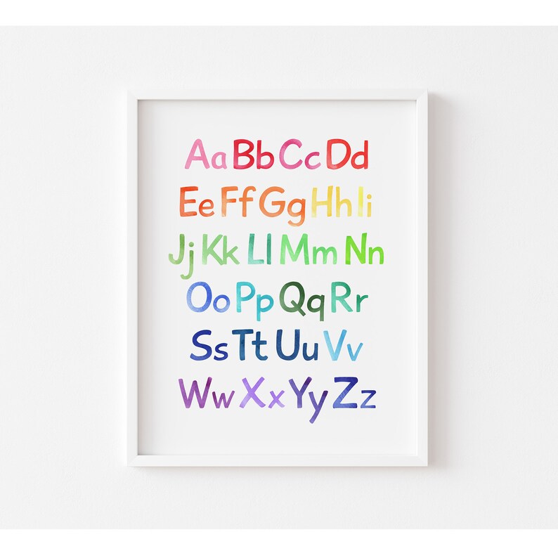 Rainbow Watercolor Alphabet Poster – Playroom ABC Wall Art (digital ...