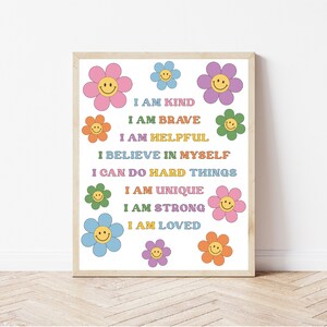 Retro Affirmations Wall Art, Positive Affirmations for Kids, Happy ...