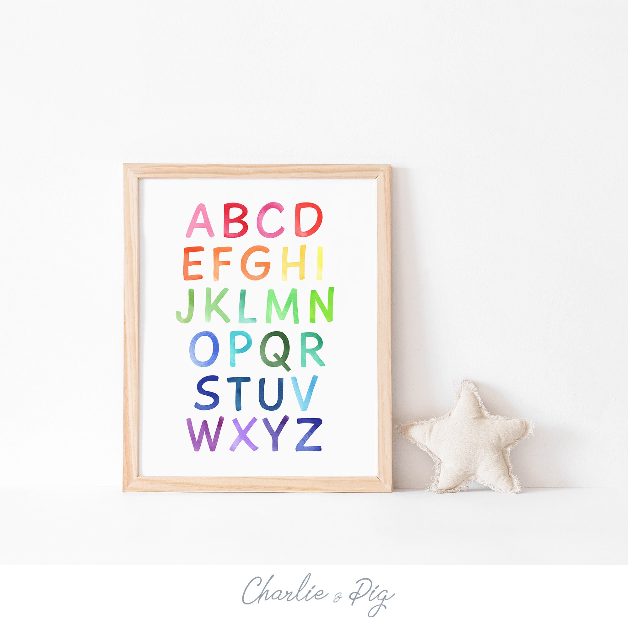 Rainbow Alphabet Wall Art Instant Download Alphabet Poster - Etsy