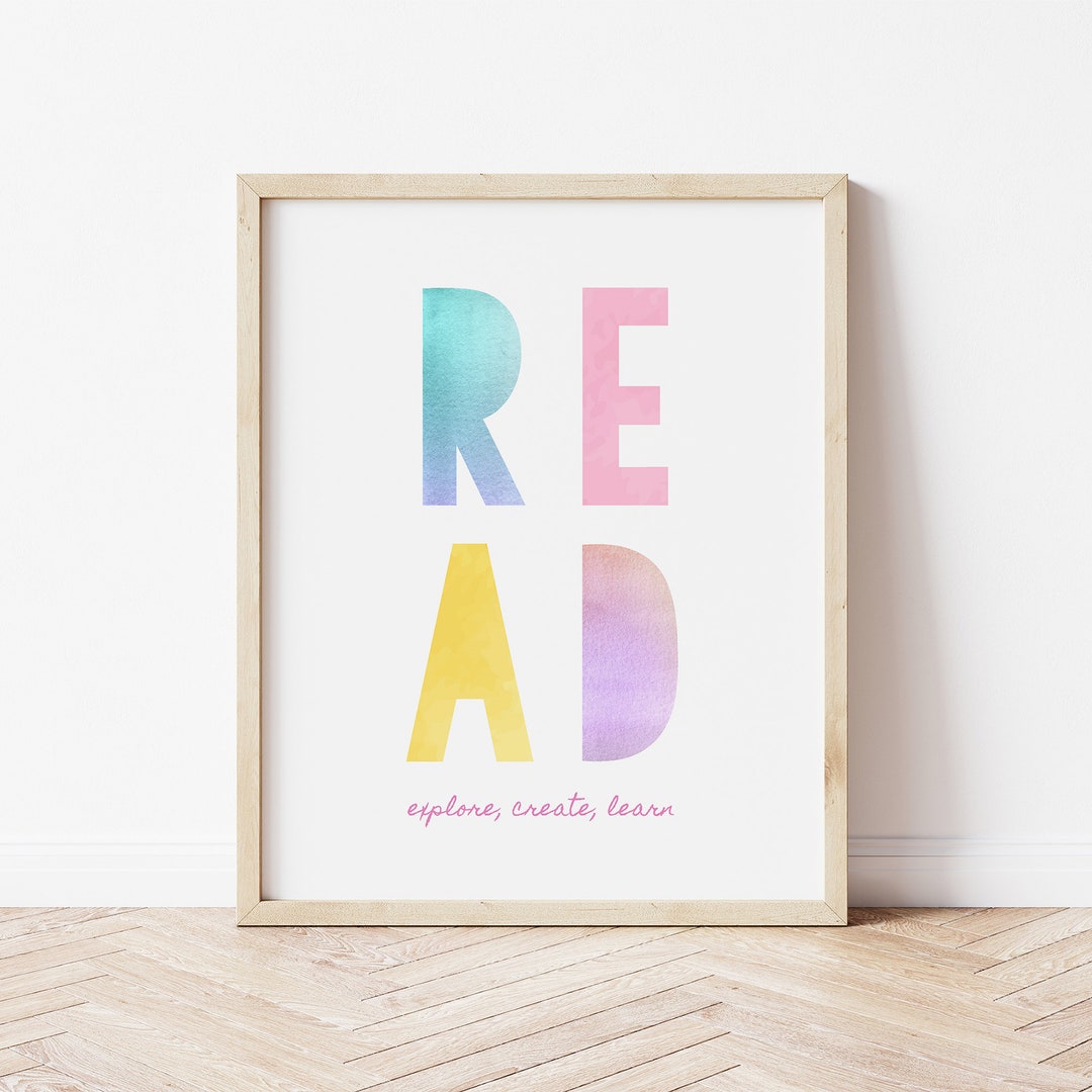 Pastel Read Printable - Instant Download, Watercolor Read Wall Art ...