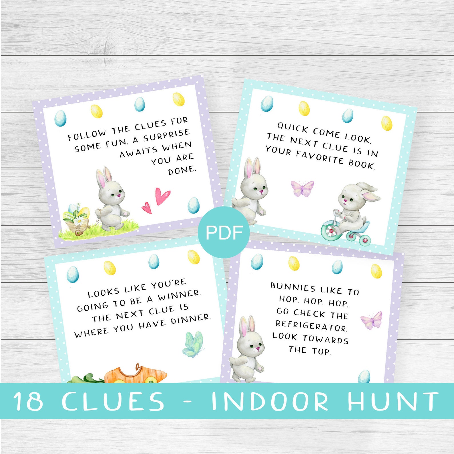 Easter Scavenger Hunt, Rhyming Clues, Kids Easter Game (digital ...