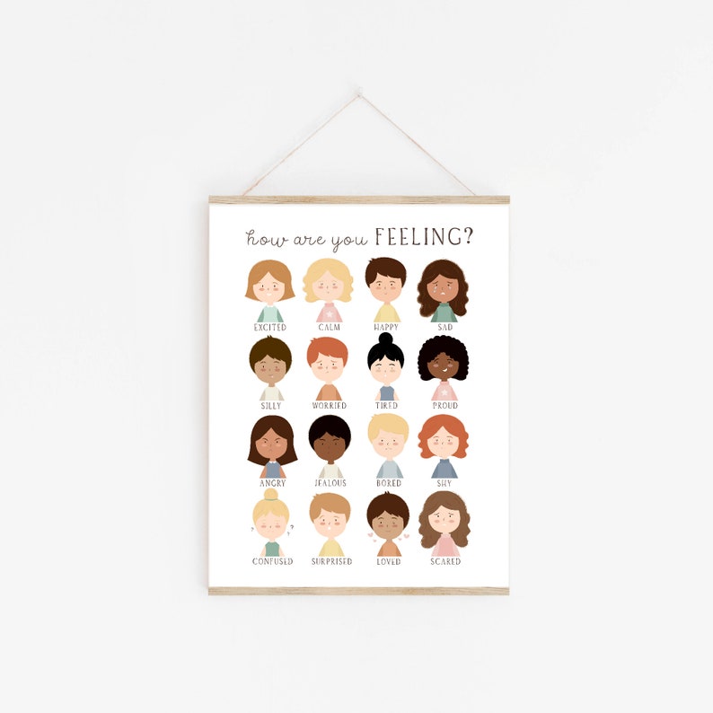 Feelings Chart Emotions Print Printable Wall Art Montessori | Etsy