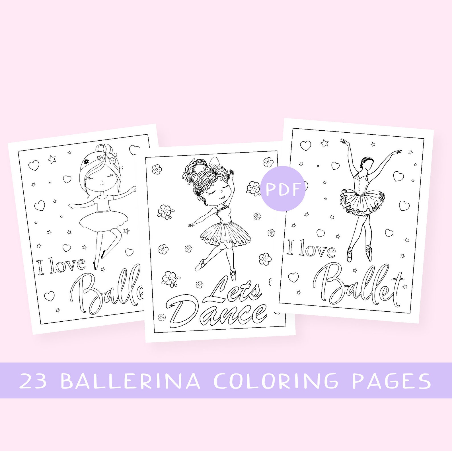 Ballerina Coloring Pages Ballet Coloring Book Girls Birthday - Etsy