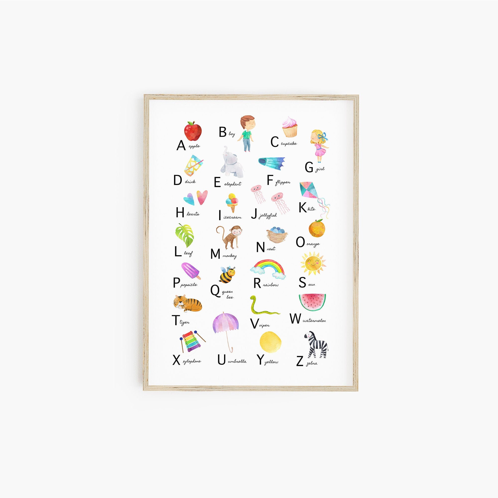 Rainbow Alphabet Printable Colorful ABC Print Preschool | Etsy