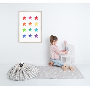 Rainbow Stars Print - Instant Download, Rainbow Wall Art, Bright ...