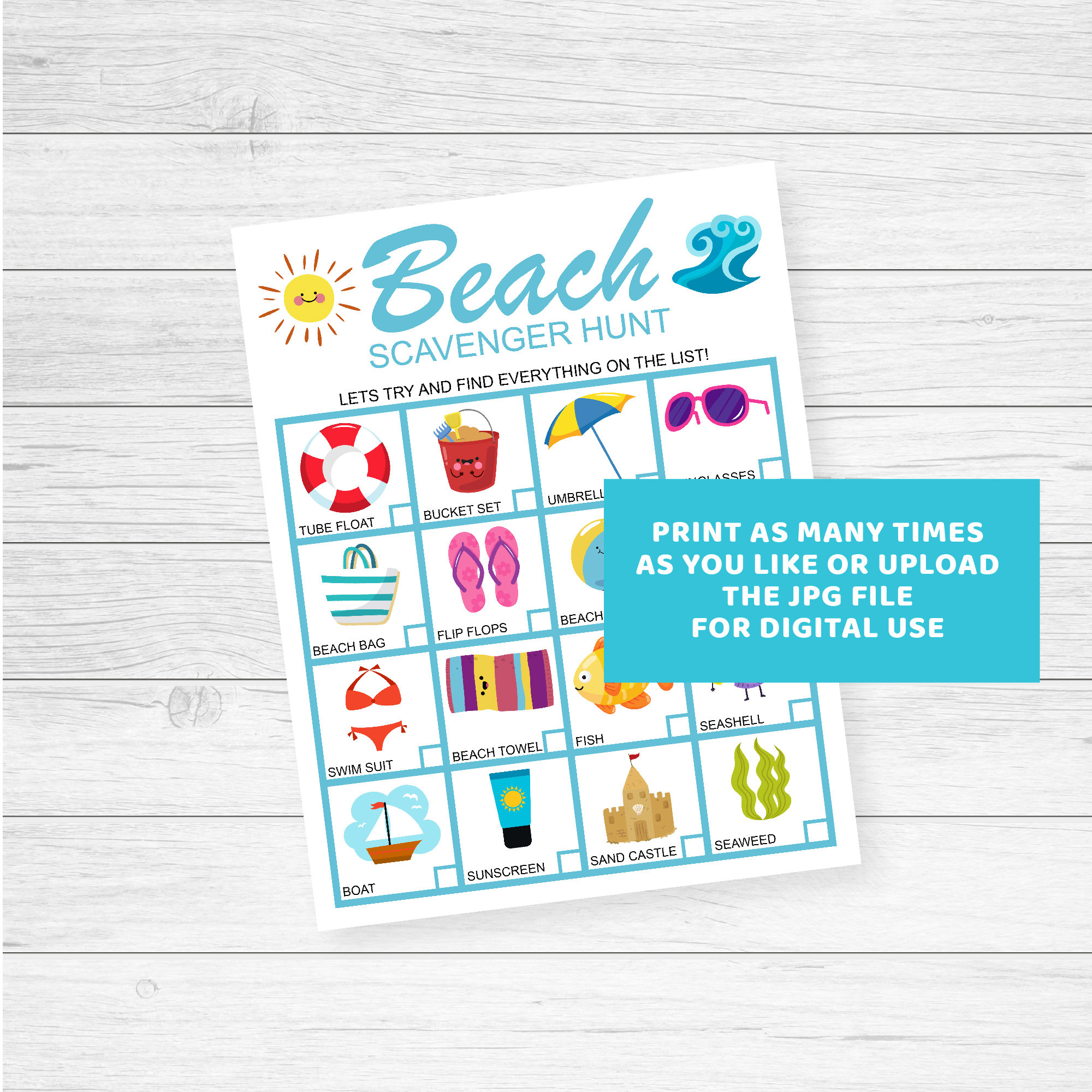 Beach Scavenger Hunt Summer Activities for Kids Holiday Hunt - Etsy