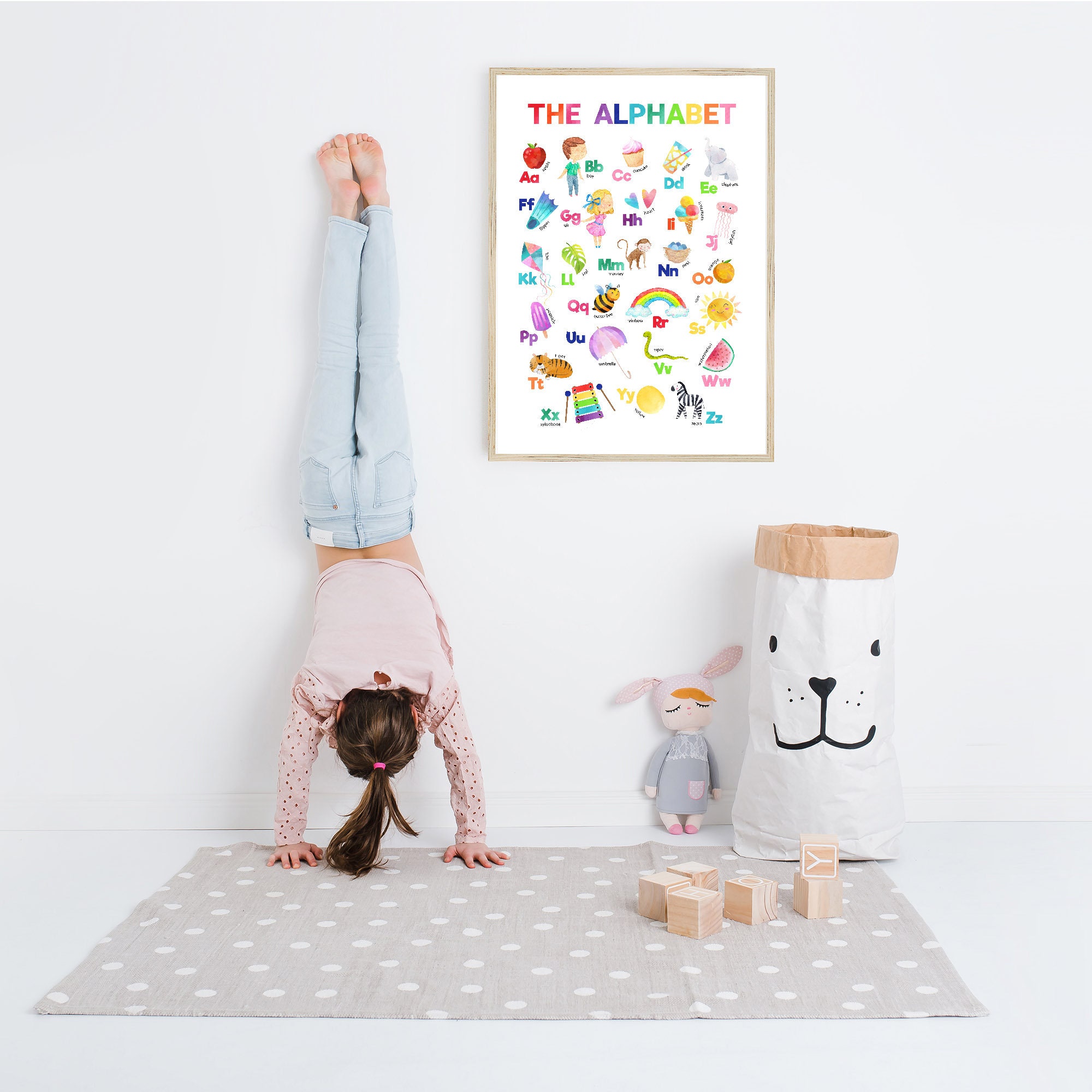 Rainbow ABC poster alphabet printable watercolor classroom | Etsy