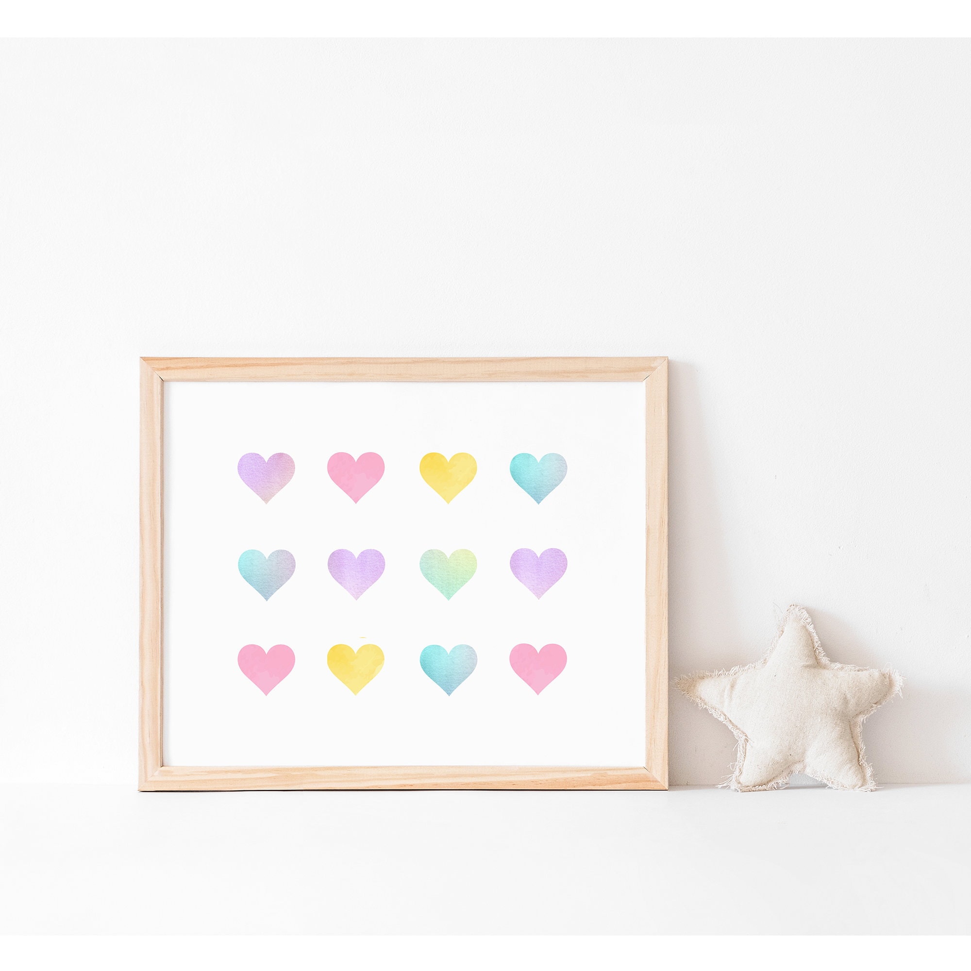 Horizontal Hearts Printable - Instant Download, Heart Print, Cute Girls ...