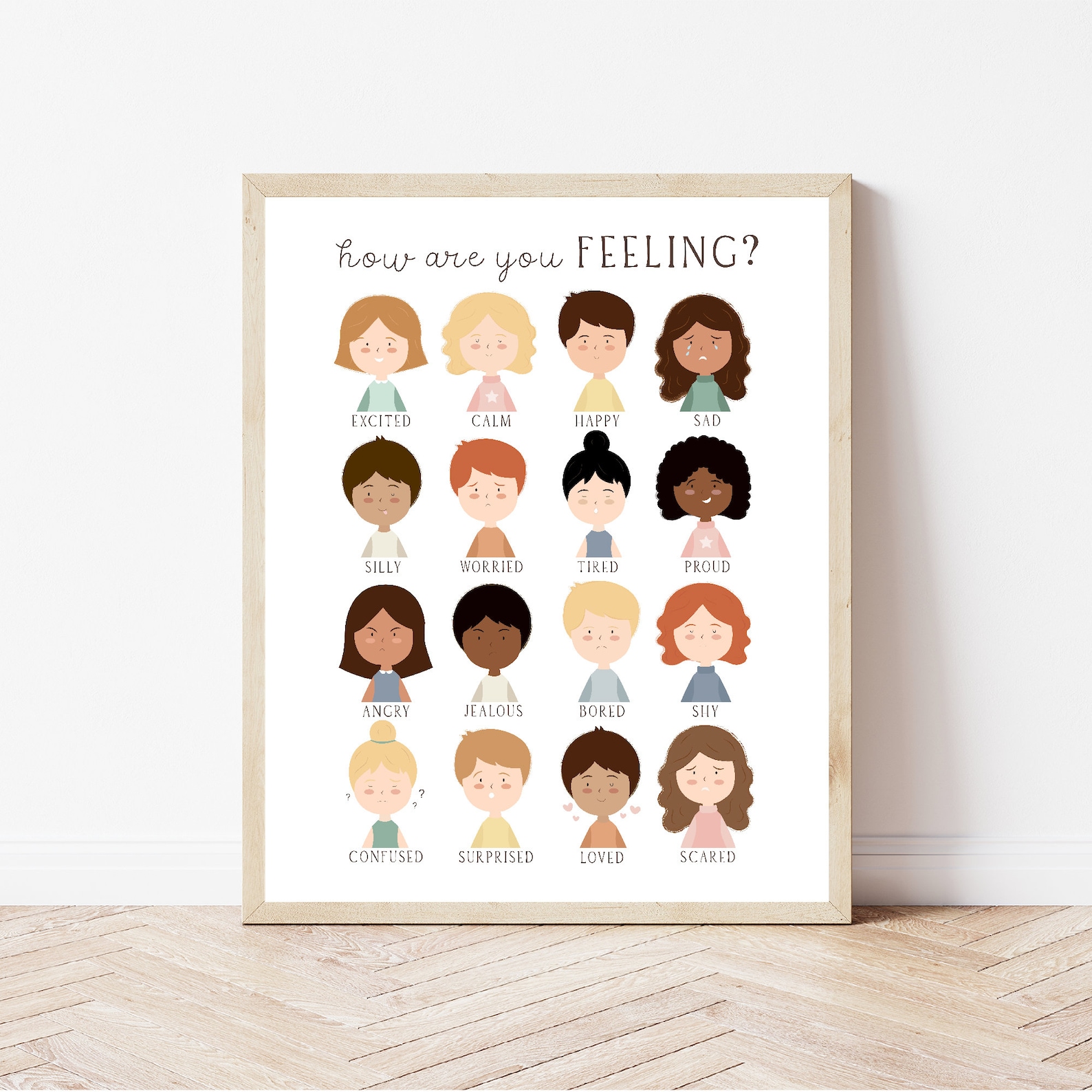 Feelings Chart Emotions print printable wall art Montessori | Etsy
