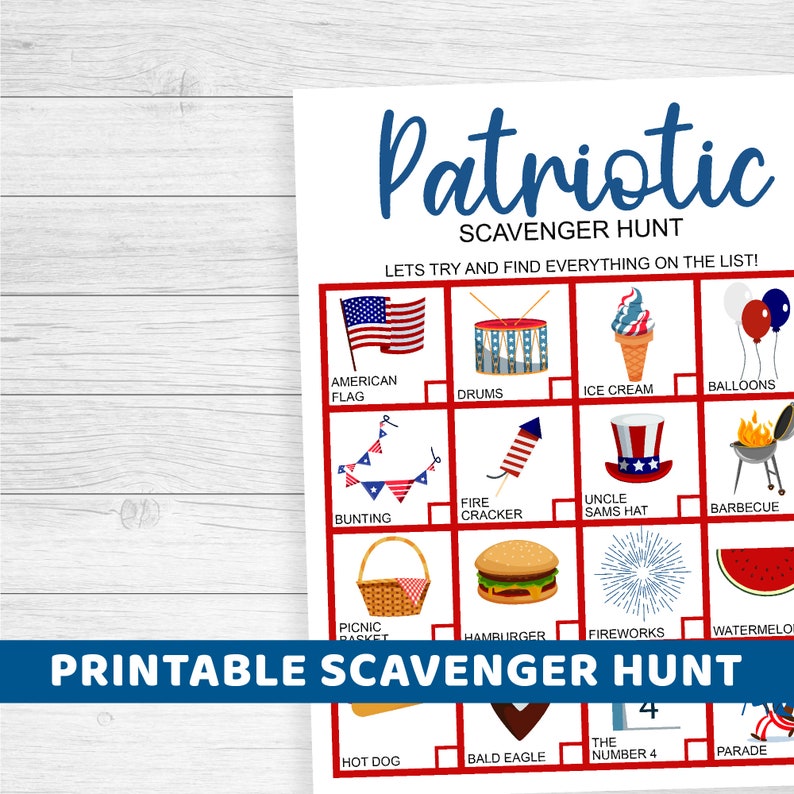Patriotic Scavenger Hunt Fourth of July Treasure Hunt - Etsy