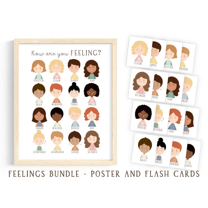 Feelings Chart and Flashcards Set Printable Bundle Feelings - Etsy