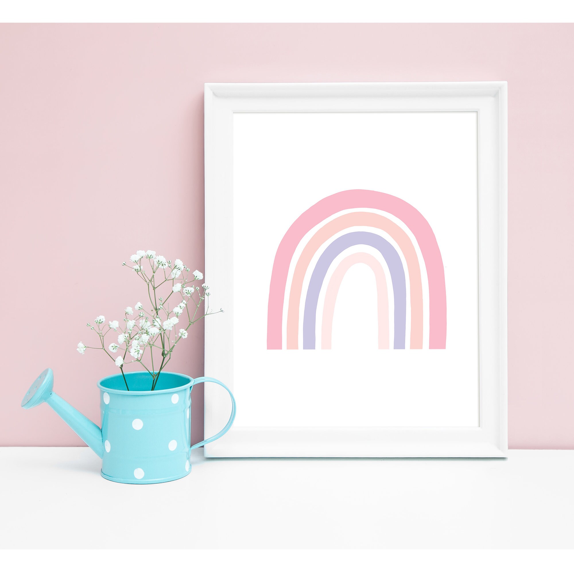 Girls Pink Rainbow Printable Instant Download Pink Pastel | Etsy
