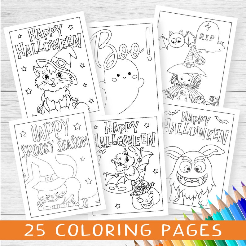 Halloween Coloring Pages Kids Activity Classroom Halloween - Etsy