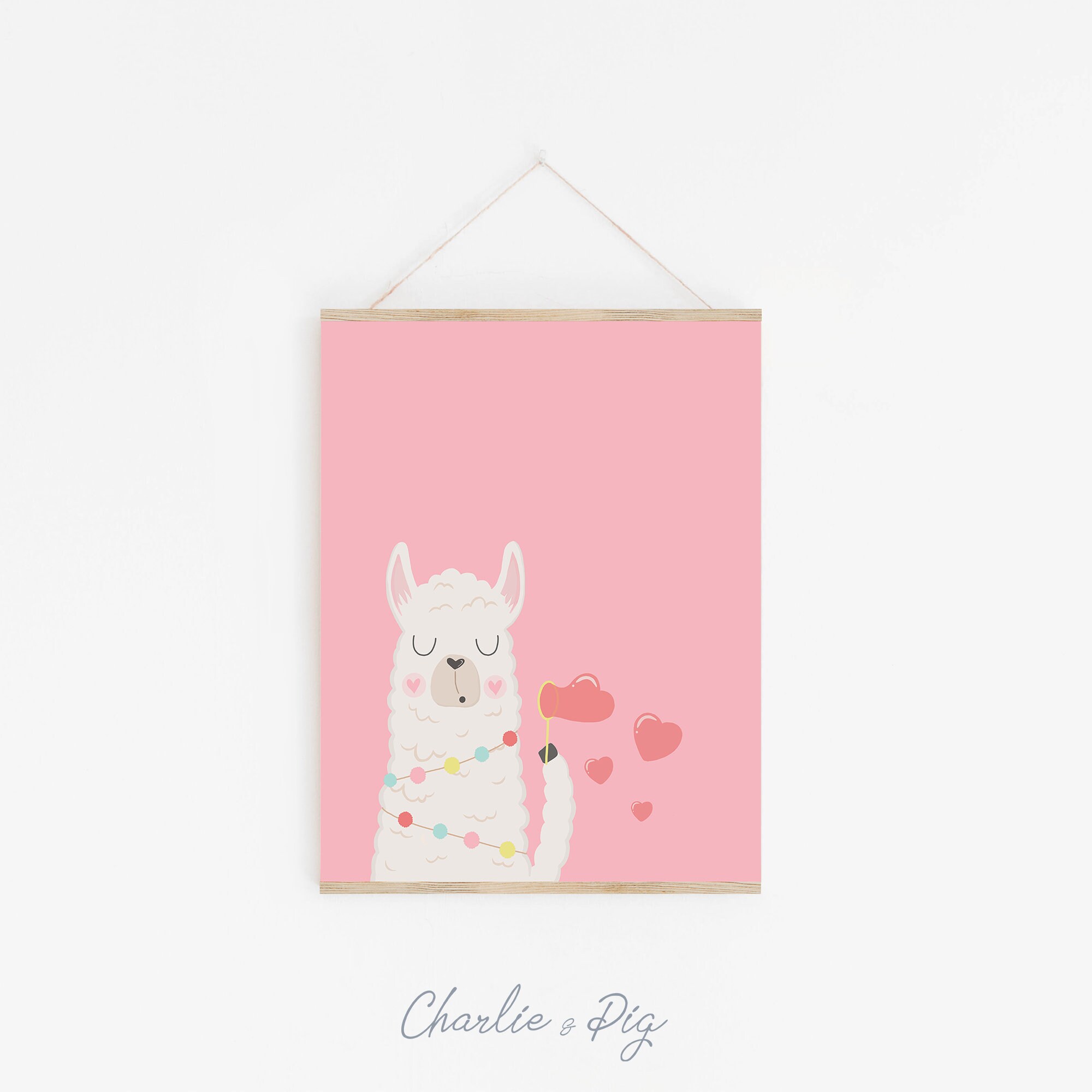 Llama love printable instant download valentines day | Etsy