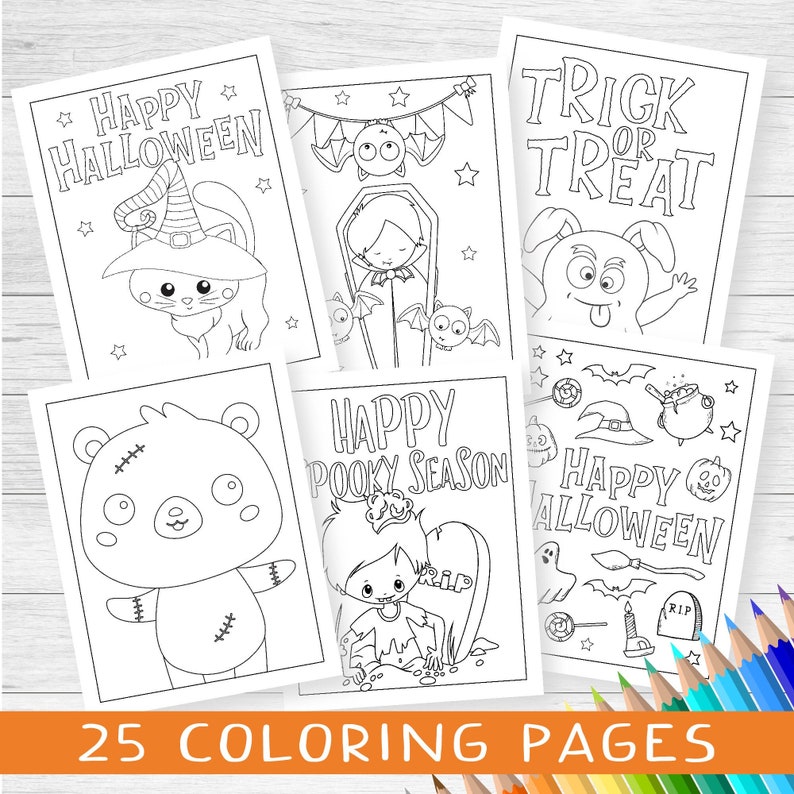 Halloween Coloring Pages Kids Activity Classroom Halloween - Etsy