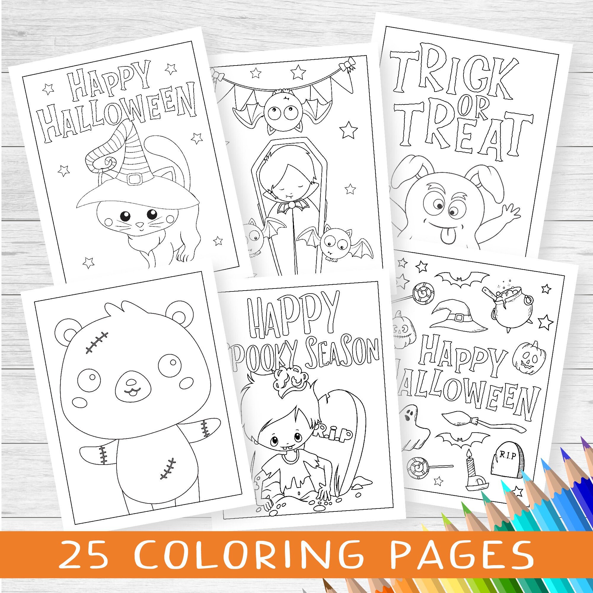 Halloween Coloring Pages Kids Activity Classroom Halloween - Etsy