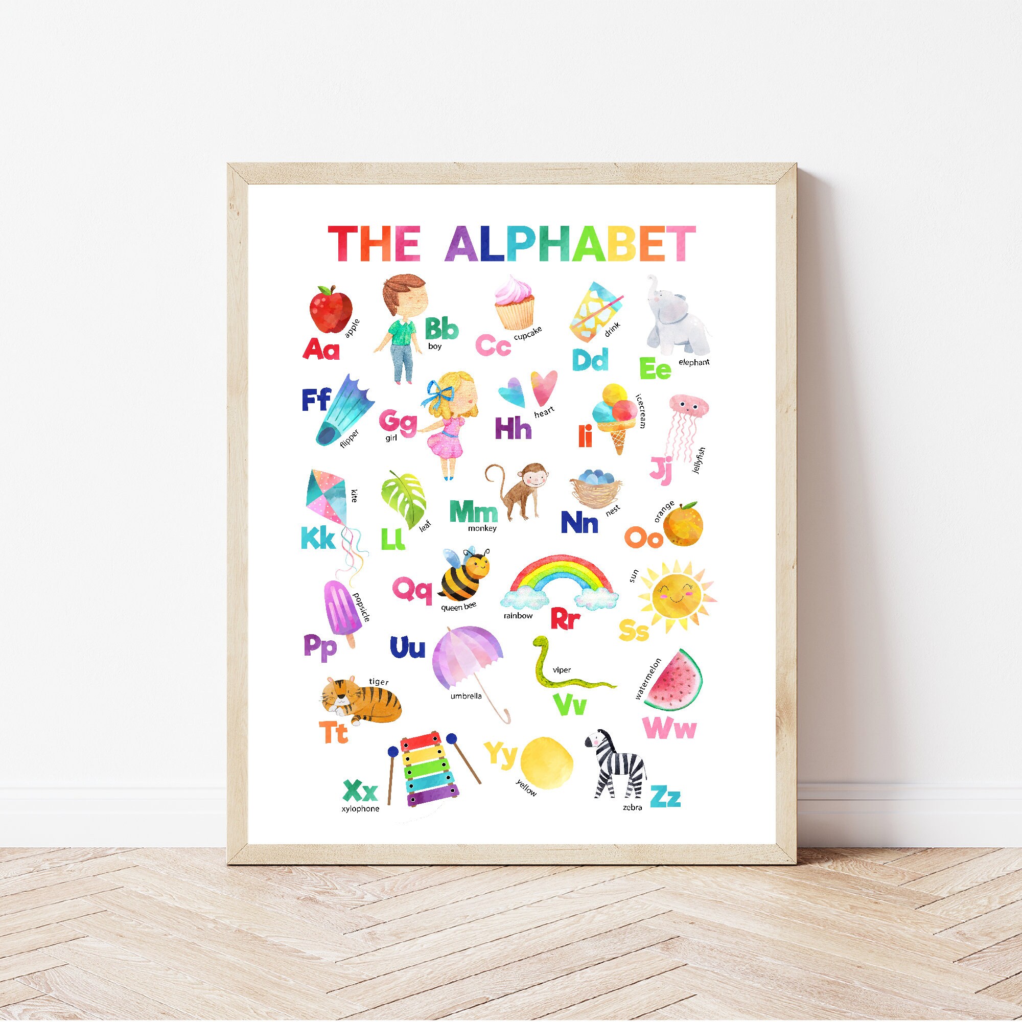 Rainbow ABC Poster Alphabet Printable Watercolor Classroom - Etsy