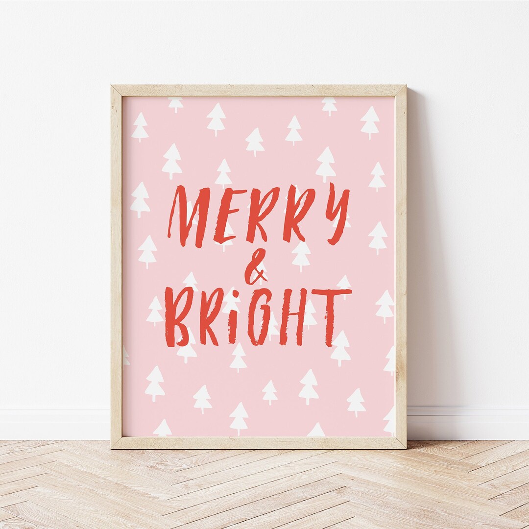 Merry and Bright Christmas Printable Christmas Print, Christmas Wall ...