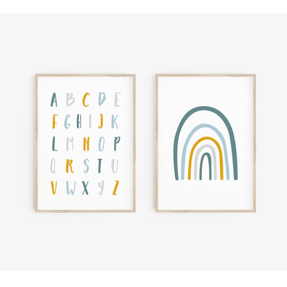 Alphabet and Rainbow Print Set Instant Download Print Set - Etsy