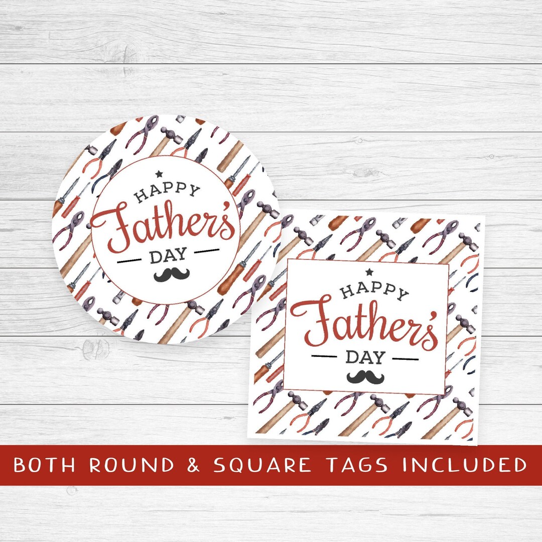 Father's Day Tag, Round Cookie Tag 2", Square Gift Tag, Happy Father's ...