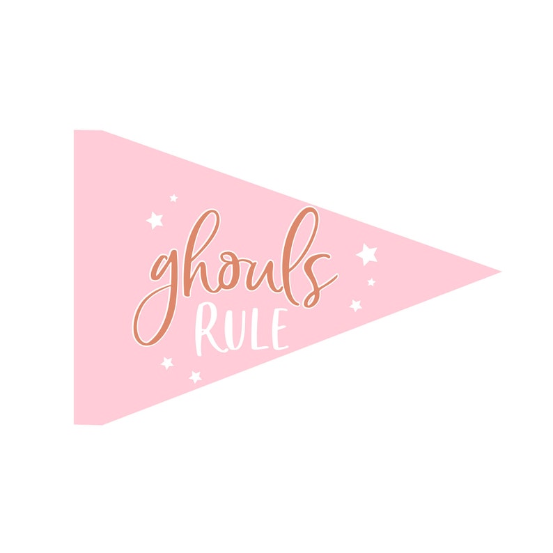 Ghouls Rule Halloween Printable Flags- Instant Download, Cute Halloween ...