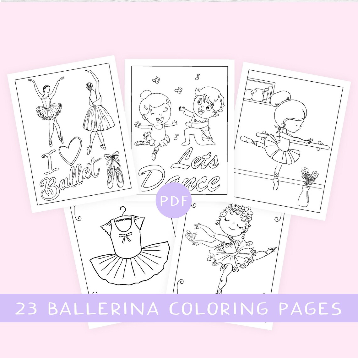 Ballerina Coloring Pages Ballet Coloring Book Girls Birthday - Etsy
