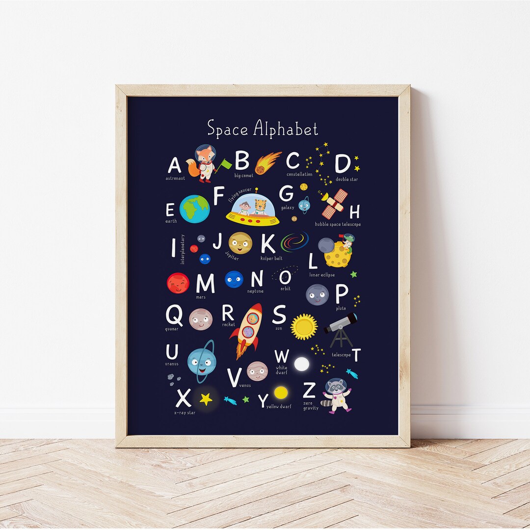 Space Alphabet Printable - Instant Download, Boys Playroom Print, Boys ...