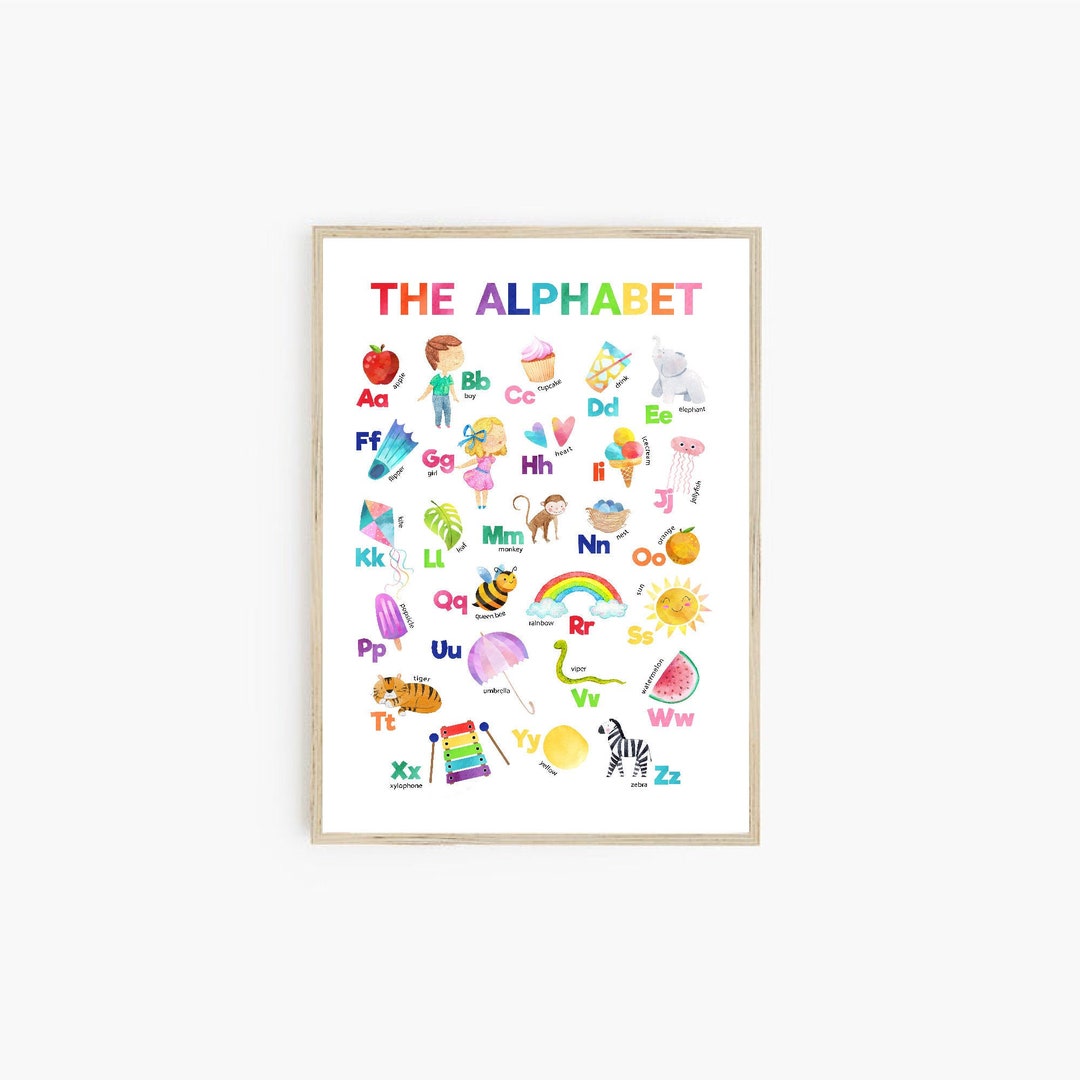 Rainbow ABC Poster, Alphabet Printable, Watercolor Classroom Decor ...