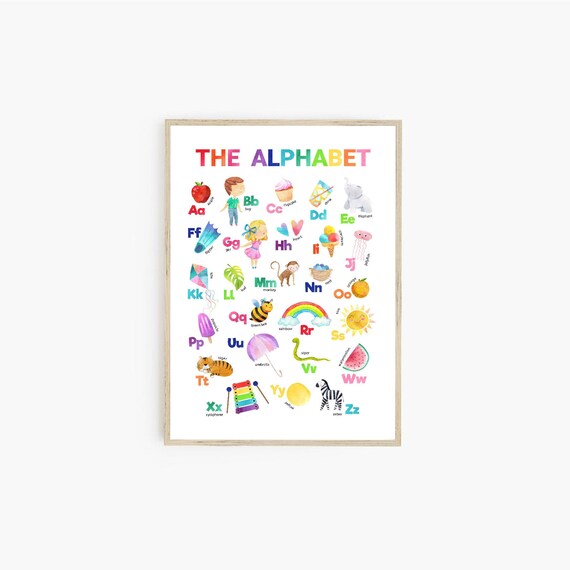 Rainbow ABC Poster Alphabet Printable Watercolor Classroom - Etsy