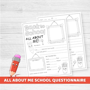 Back to School Interview, First Day of School Printable, All About Me ...