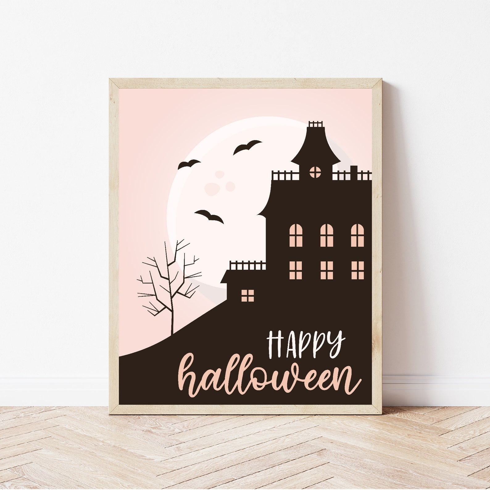 Happy Halloween Printable Pink Halloween Wall Art Halloween - Etsy