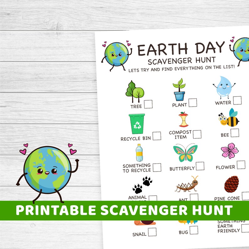 Earth Day Scavenger Hunt Printable Instant Download Earth - Etsy