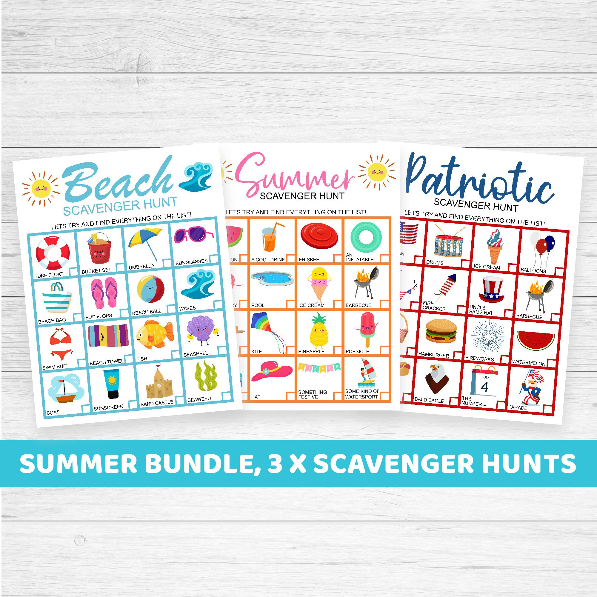 Summer Scavenger Hunts Bundle Set of 3 Holiday Hunt for - Etsy