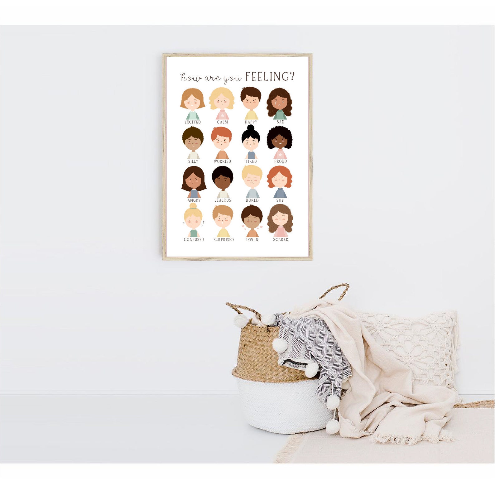 Feelings Chart Emotions print printable wall art Montessori | Etsy