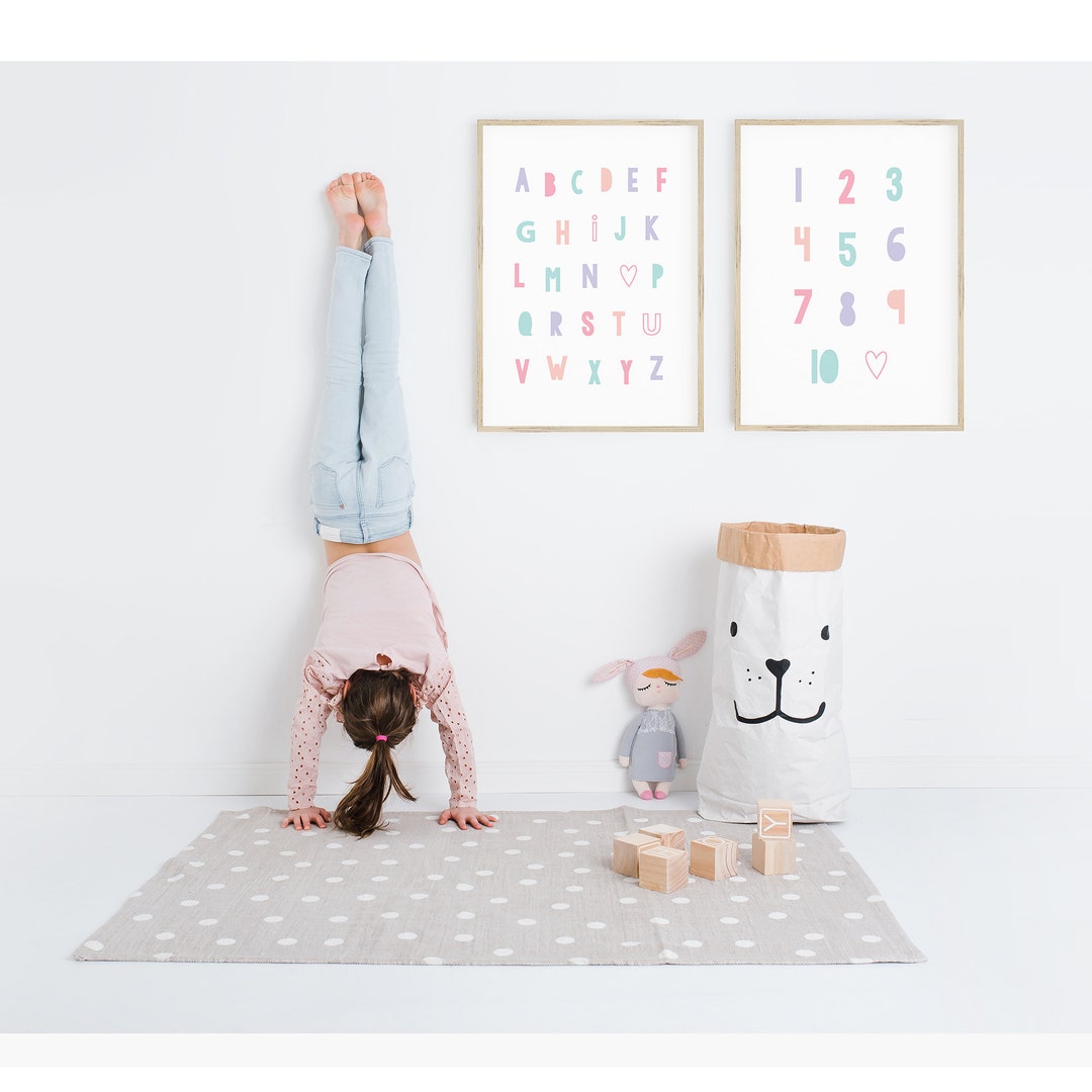 Pastel Alphabet & Numbers Print Set – Playroom Wall Art (digital ...