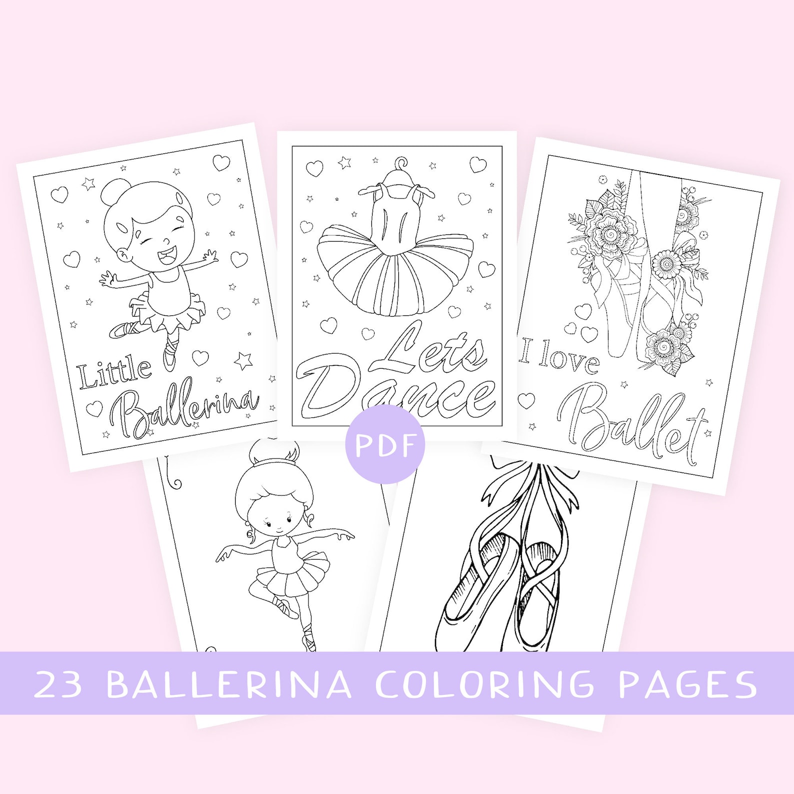 Ballerina Coloring Pages Ballet Coloring Book Girls Birthday - Etsy