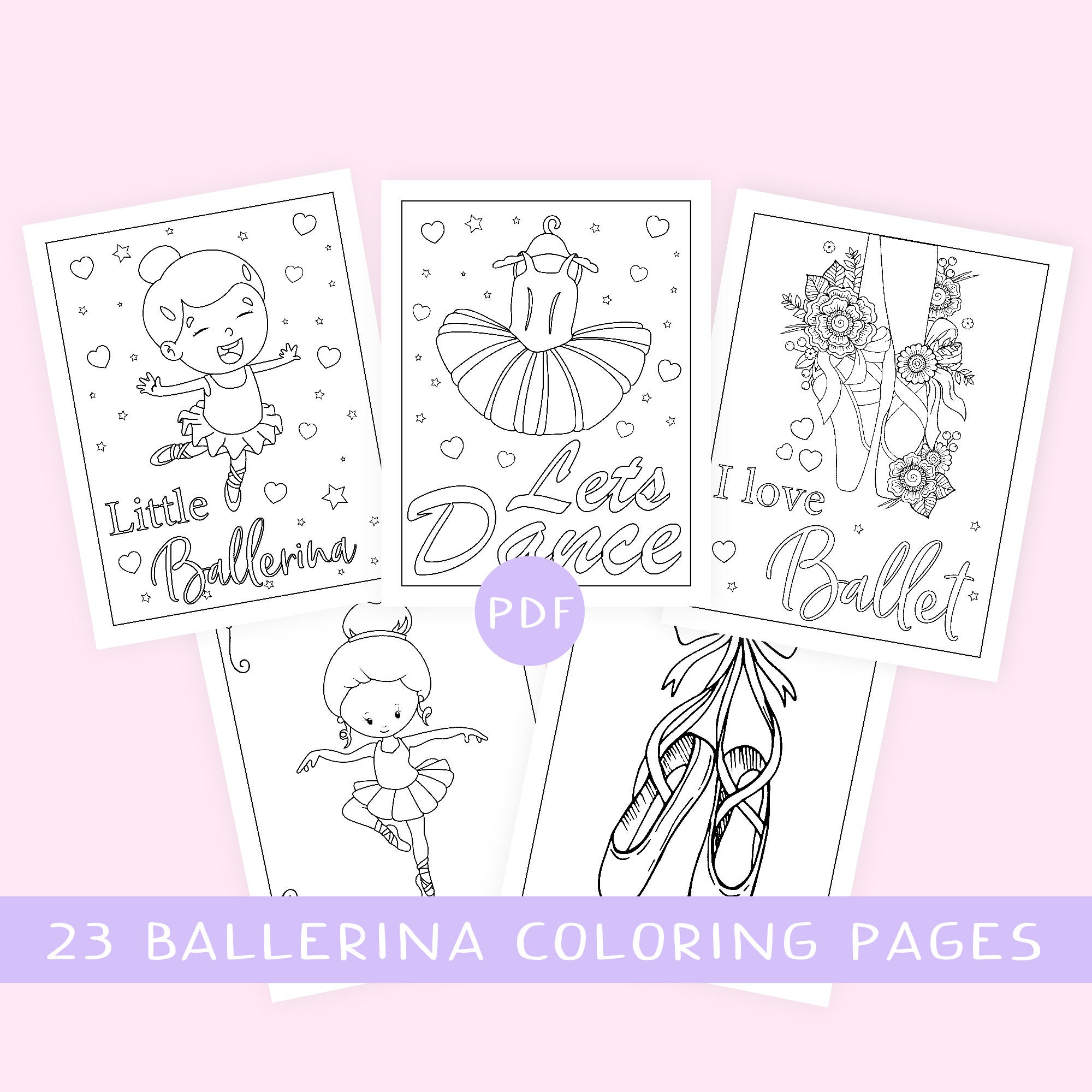 Ballerina Coloring Pages Ballet Coloring Book Girls Birthday - Etsy