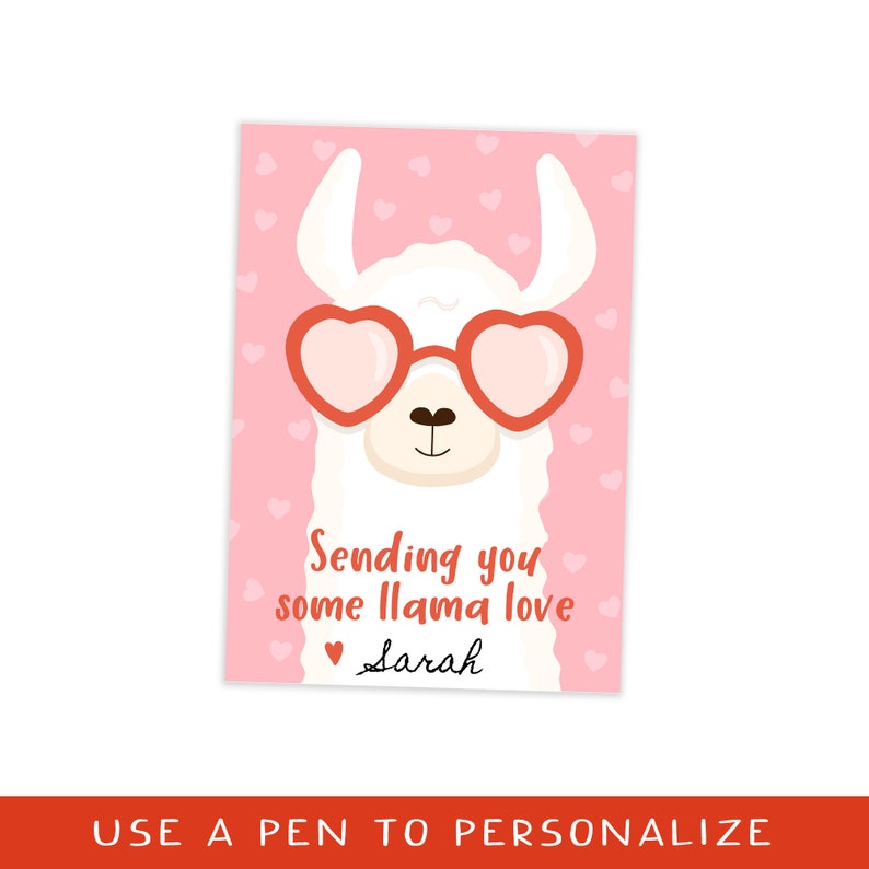 Llama Valentine's Day Card Alpaca Cards for Kids - Etsy