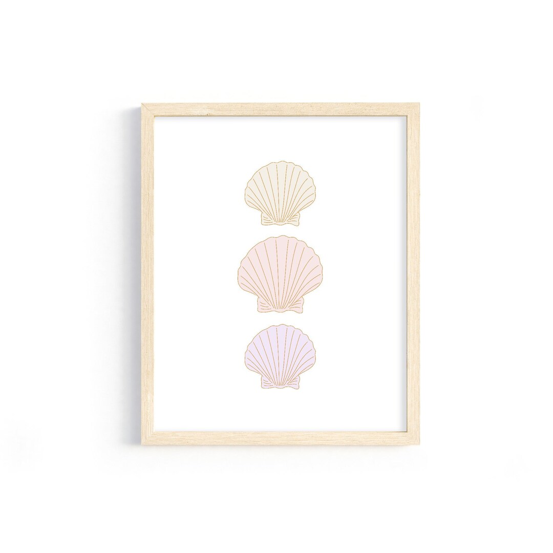 Sea Shell Print, Boho Nursery Printable, Pink Clam Shell, Girls Bedroom ...