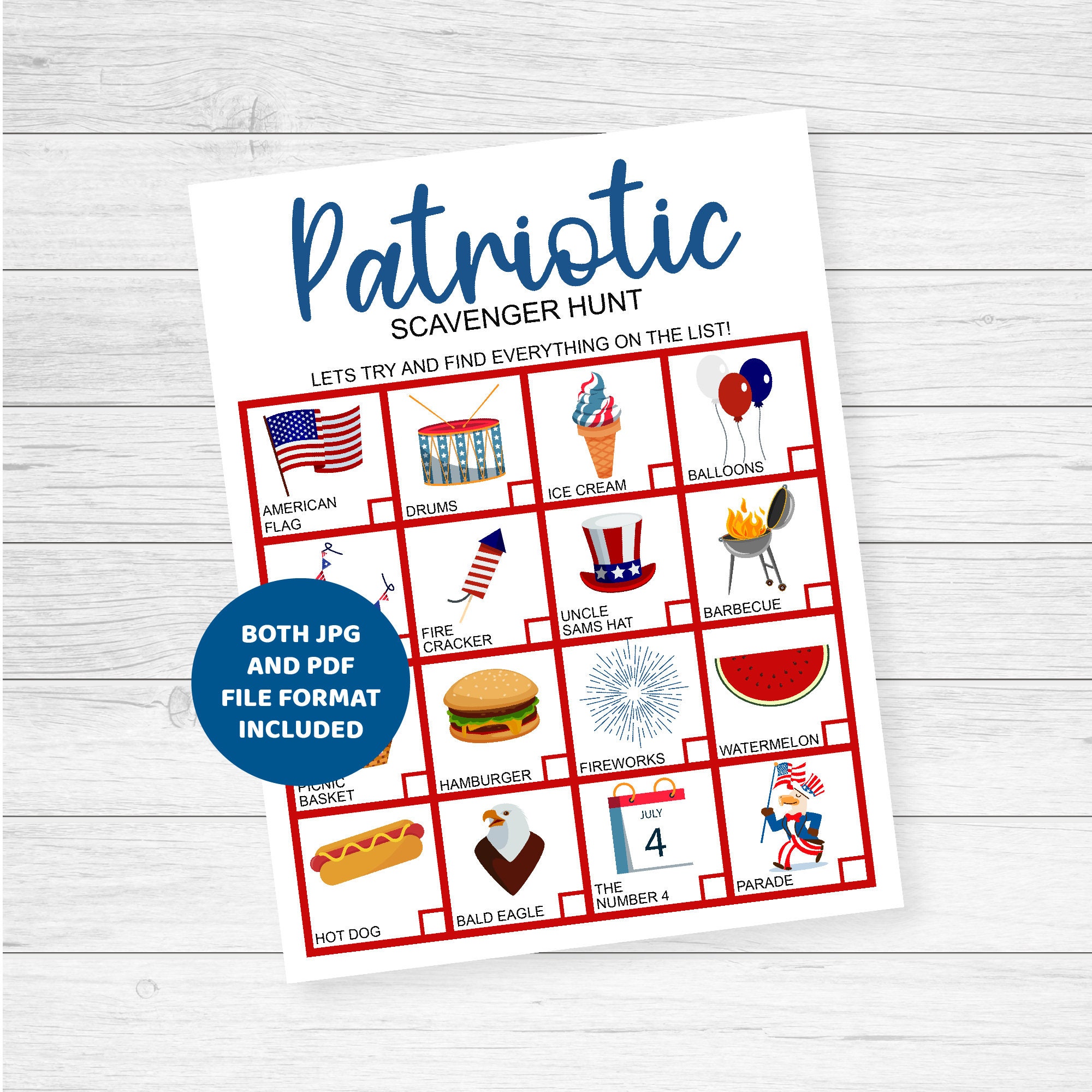 Patriotic Scavenger Hunt Fourth of July Treasure Hunt - Etsy