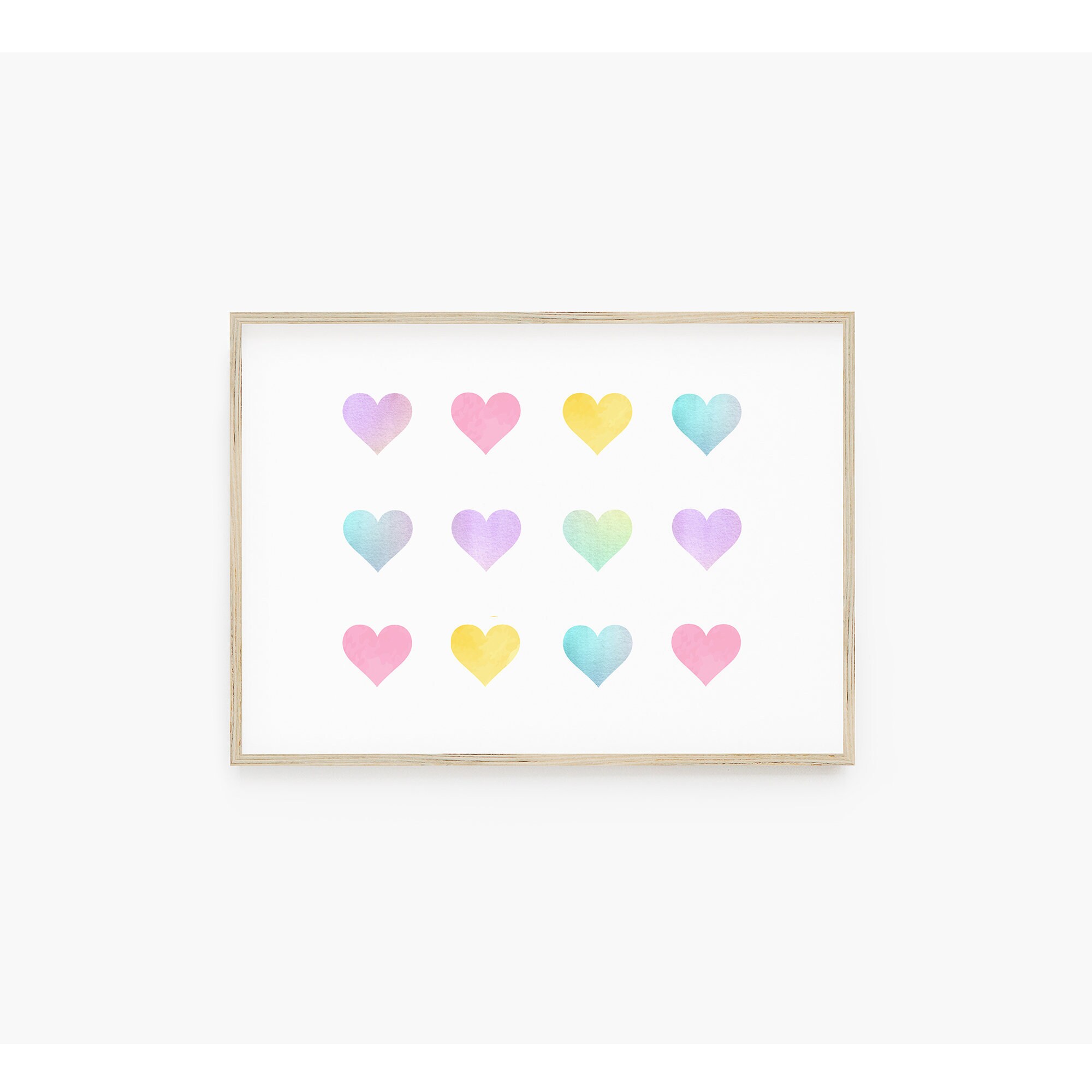 Horizontal Hearts Printable - Instant Download, Heart Print, Cute Girls ...